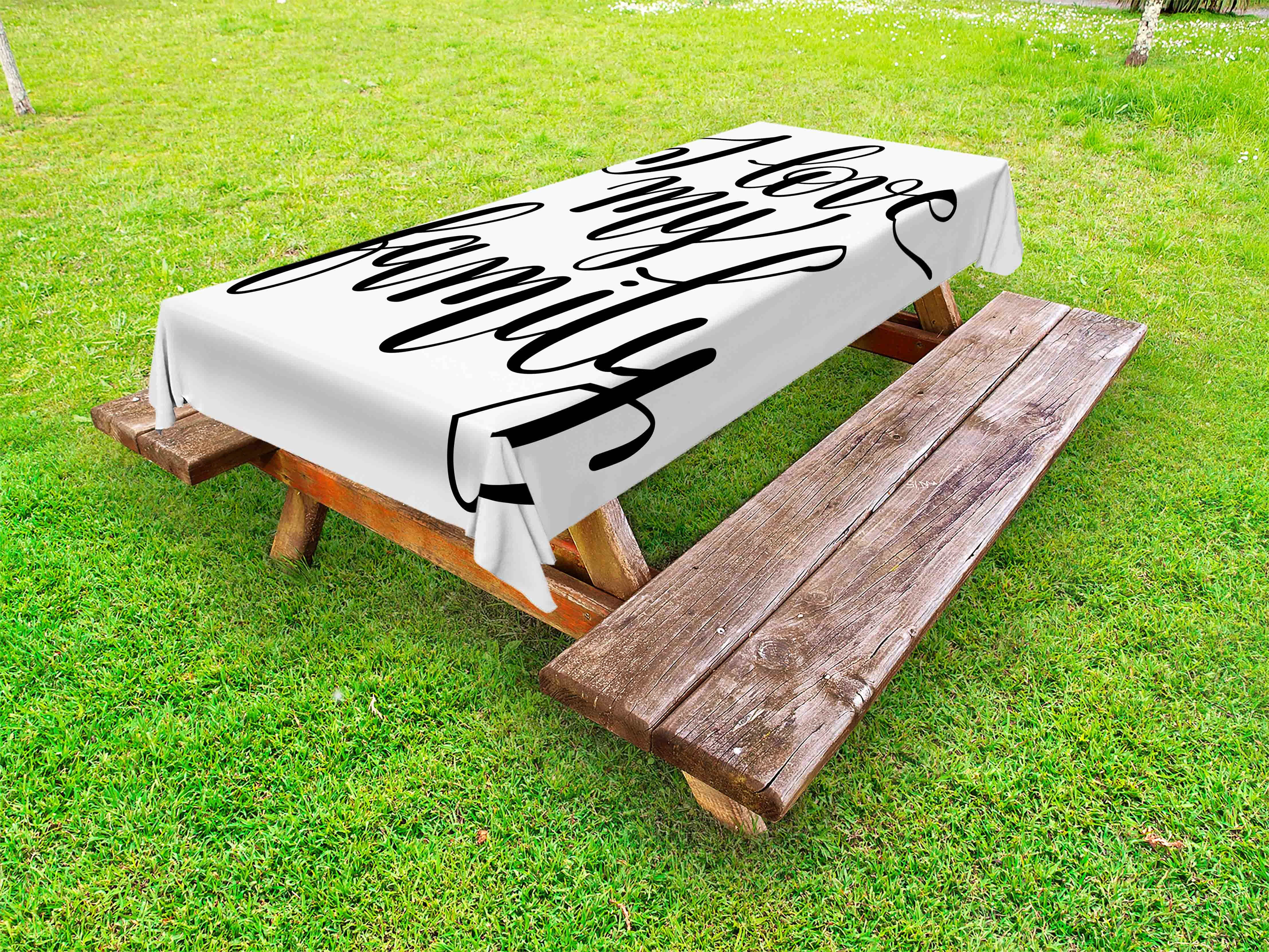 Family Outdoor Tablecloth, I Love My Family Phrase Hand Writing in ...