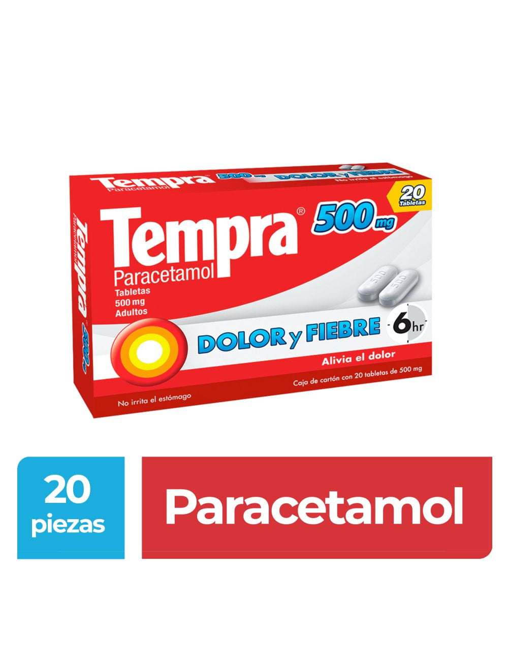 Tempra 500 mg Caja Con 100 Tabletas Tempra LOCION | Walmart en línea