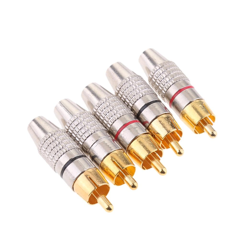 5pieces Phono Connector Male Jack Plug Plated Adapter Audio Plug ...
