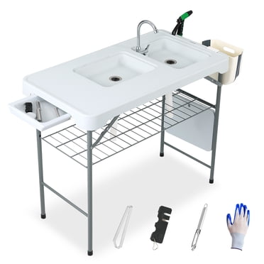 Outsunny 4FT Outdoor Fishing Plastic Prep Station: Portable, Foldable ...