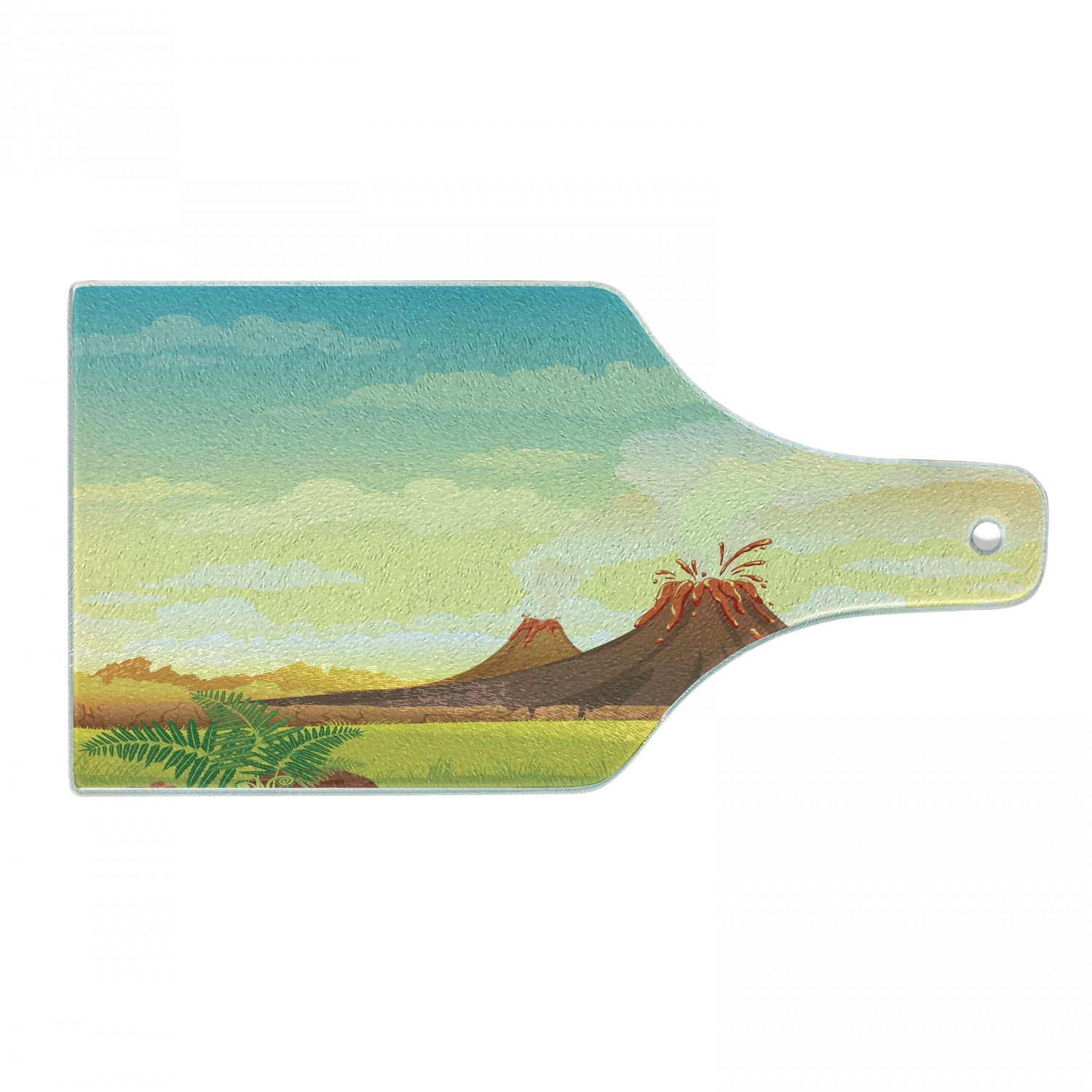 Volcano Cutting Board, Prehistoric Mountain Magma View Lava with Clouds ...