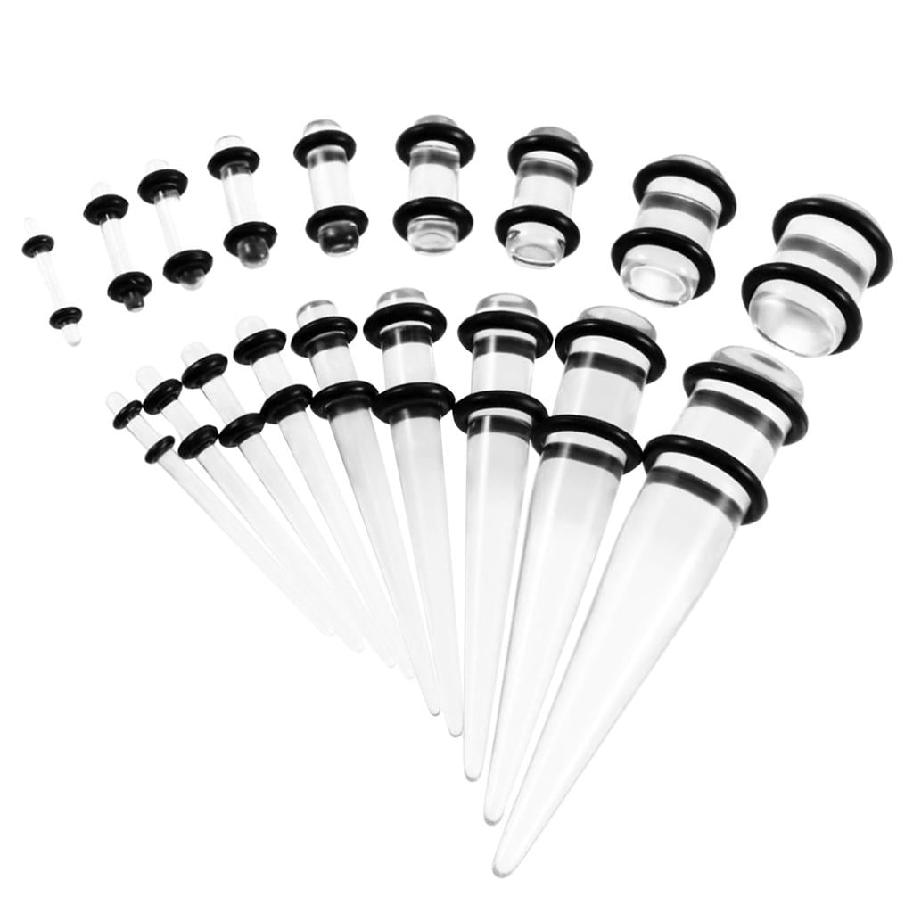 18 Pieces Ear Gauges Stretching Taper 14G-00G Expanders Clear - Walmart.com