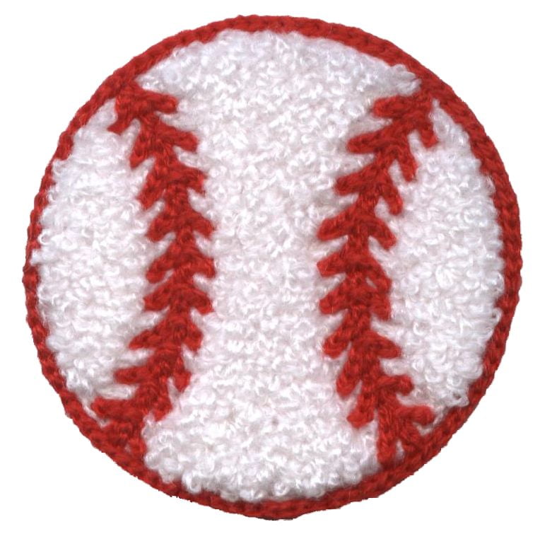 Chenille Baseball - 3" - White/Red- Iron on Applique/Embroidered Patch ...