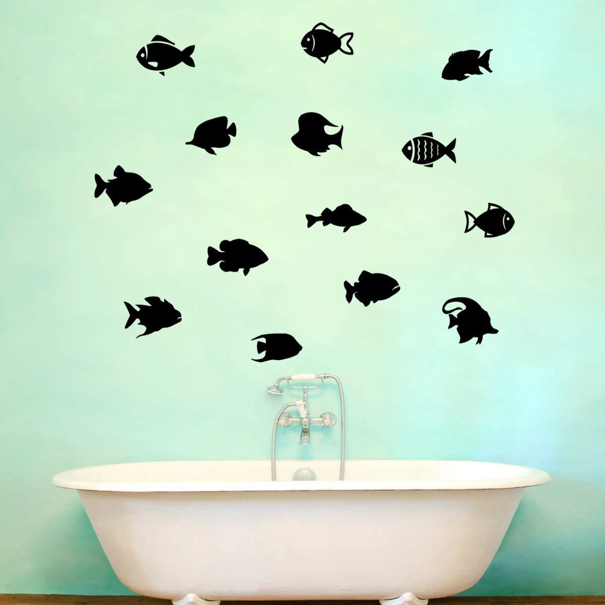 VWAQ School of Fish Wall Stickers - Pack of 14 Vinyl Decals - Version 2 ...