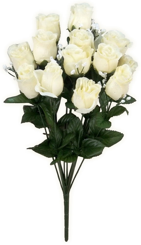 Admired By Nature 14 Stems of Blossoms Rose Flower Bush, Cream ...