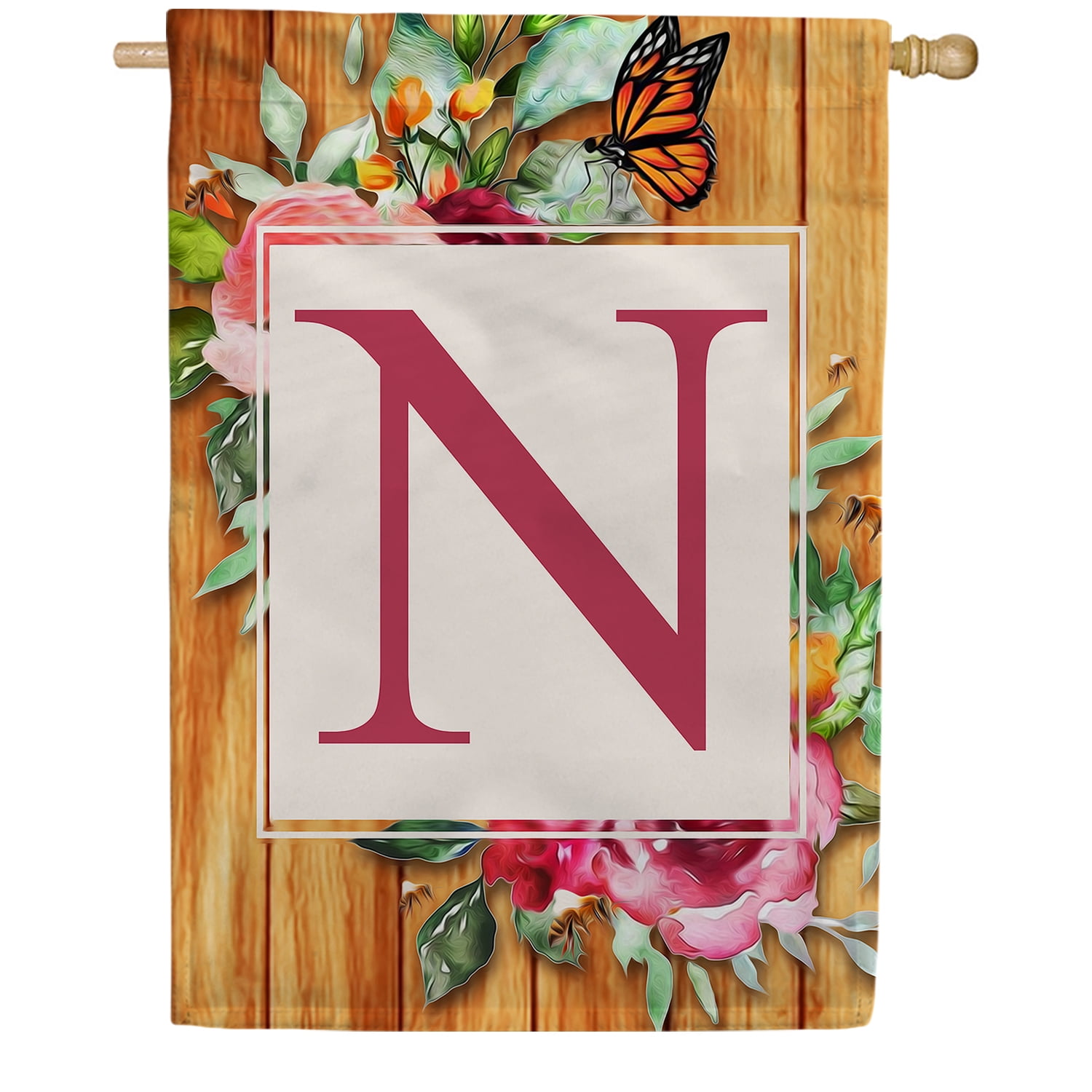 America Forever Spring Monogram House Flag Letter N 28 x 40 inches ...