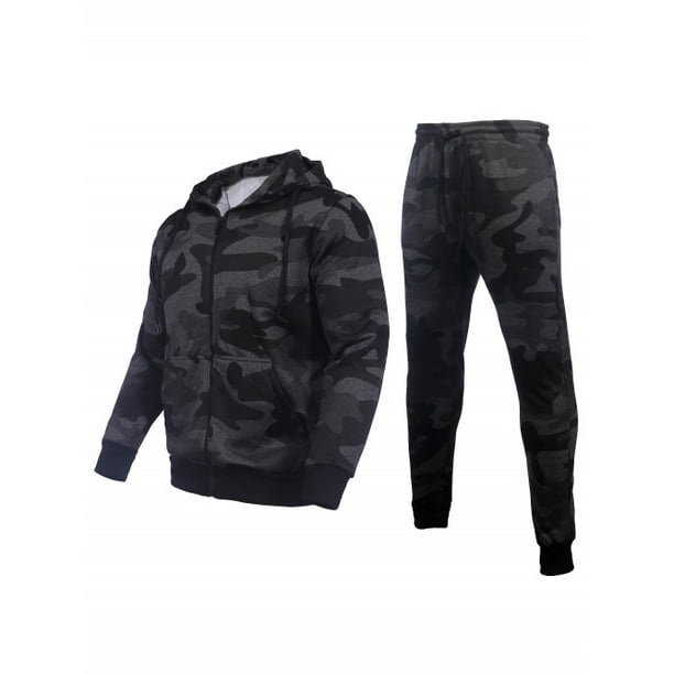 Camo tracksuits 2 pieces for men Lightweight fleece hoodie sweat suit ...