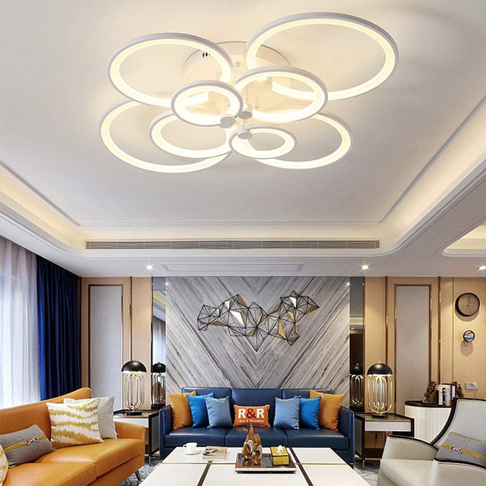 Miumaeov Modern LED Ceiling Light Fixture 8-Rings Flush Mount ...