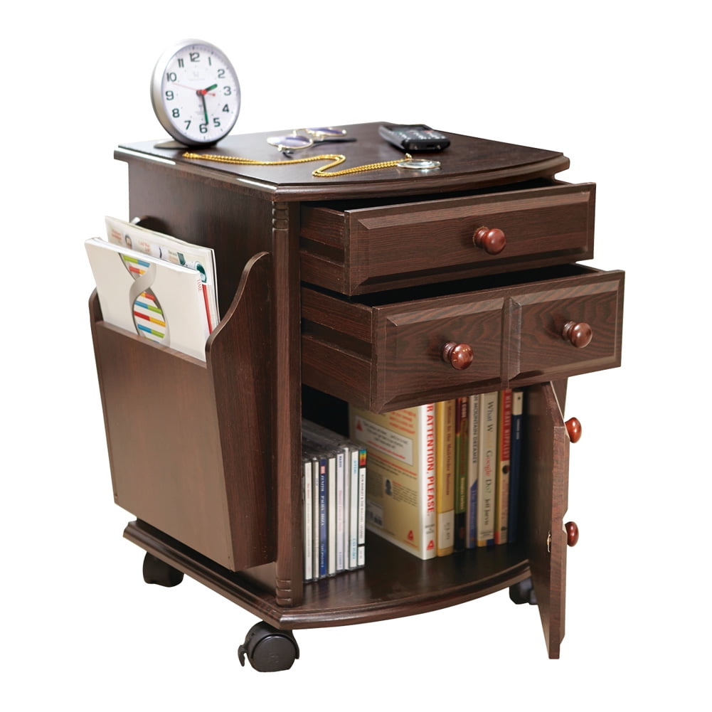 Collections Etc Multi Storage Mahogany Finish Companion Side Table with ... Collections Etc Multi Storage Mahogany Finish Companion Side Table with ...