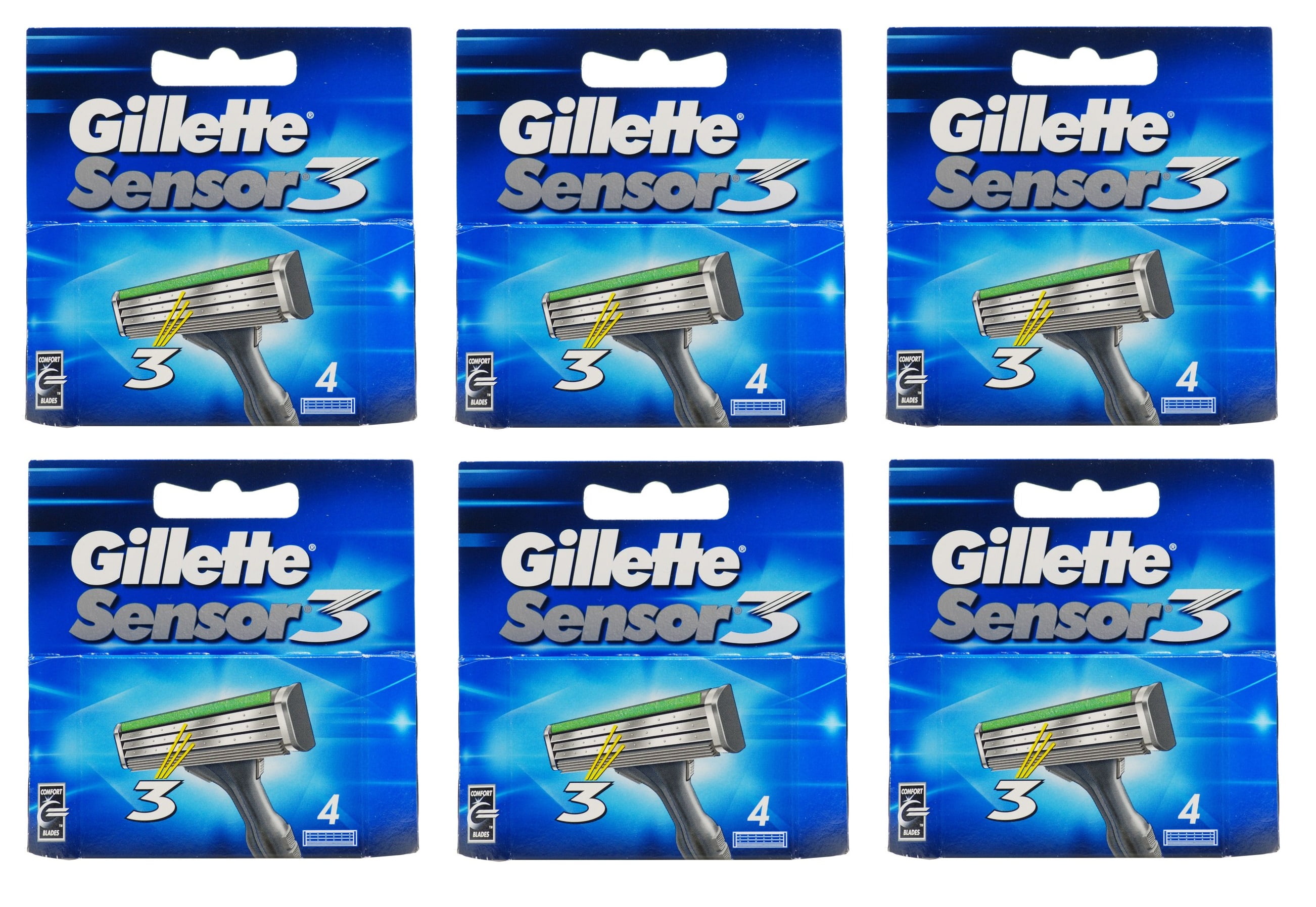 Gillette Sensor3 Refill Blade Cartridges, 4 Count (Pack of 6) - Walmart.com