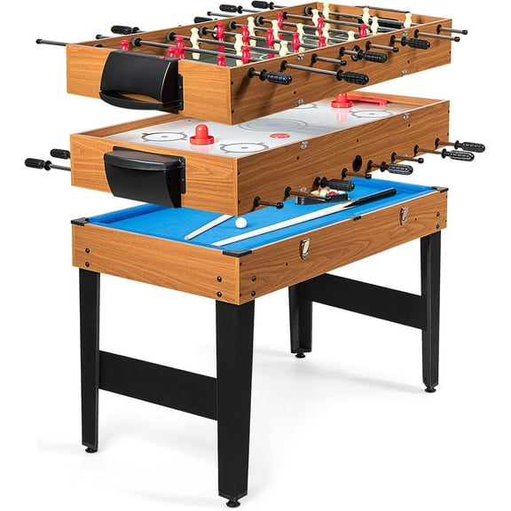 FUNTOK 3 in 1 Game Table with Air Hockey, Foosball, Pool, 48'' Multi ...