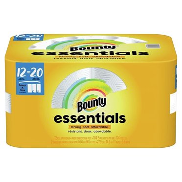Bounty Essentials Select-a-Size Paper Towels, White, 8 Giant Rolls = 12 ...