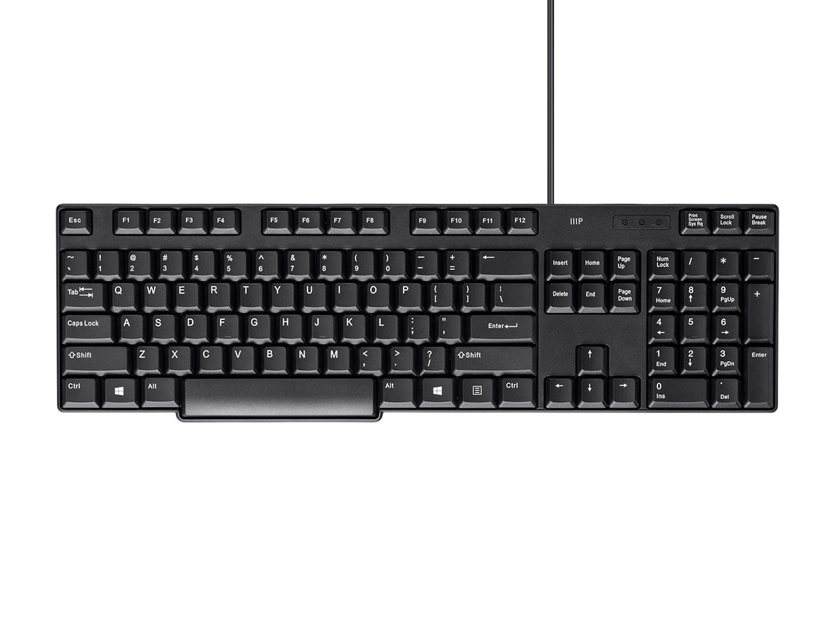Monoprice USB Keyboard - Black, Spill Resistant Membrane, Comfortable ...