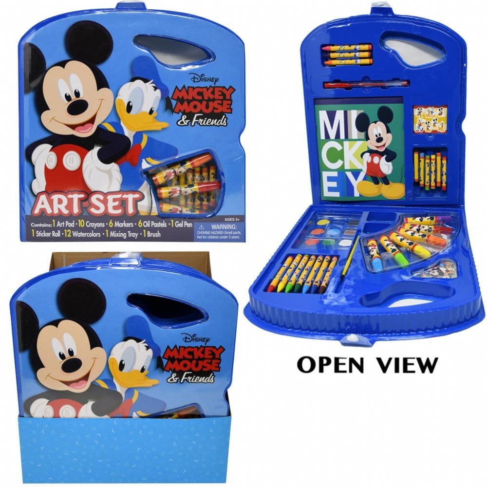 1 SET Mickey Mouse Character Art Tote- ART PAD, CRAYON, MARKER, GEL PEN ...