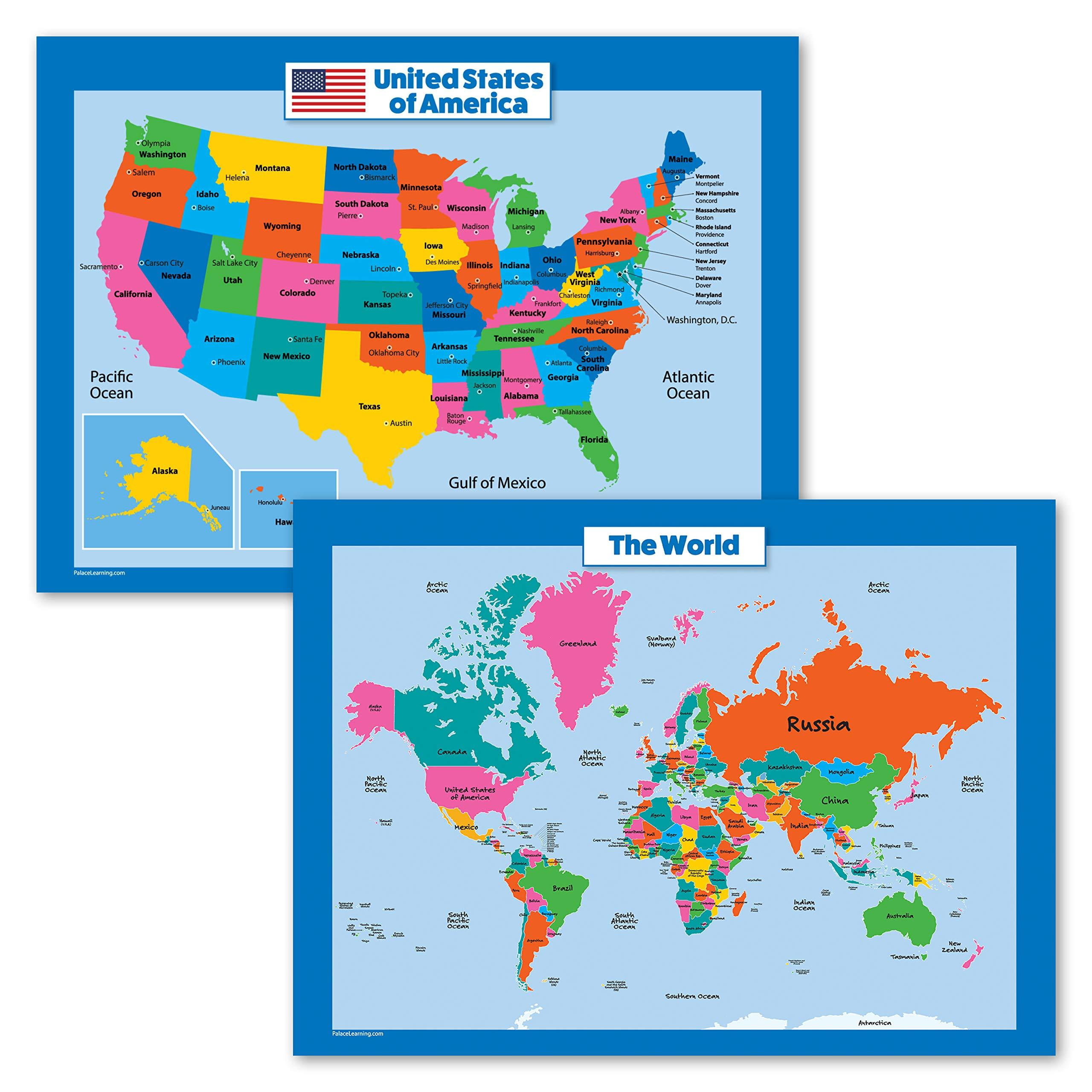 Usa Map For Kids Laminated United States Wall Chart