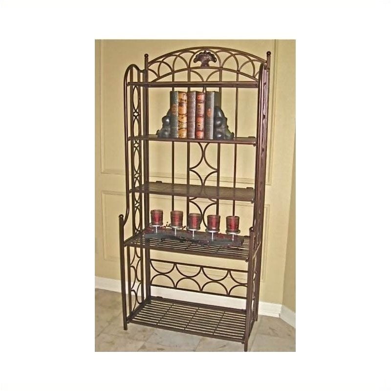 Pemberly Row Iron 5-Tier Bakers Rack in Bronze - Walmart.com