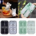 4 Cavity 3D Dog Ice Cubes Mold Food Grade Silicone Round Ice Ball Maker ...