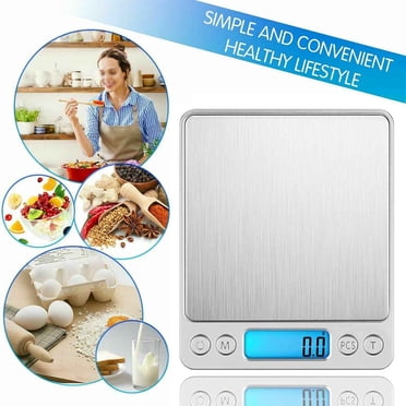 Food Kitchen Scale, Weight Grams and Oz, LED Backlit Display, Stainless ...