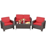 Lacoo 4-Piece Weather Rattan Furniture, Outdoor Patio Indoor ...
