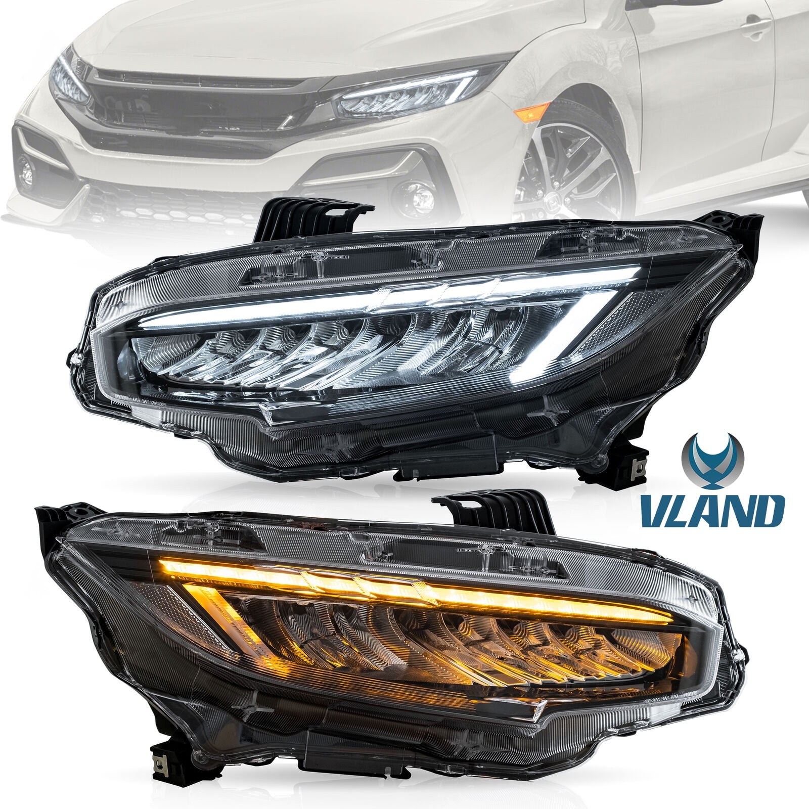 VLAND LED Headlights for 10th Gen Honda Civic Sedan / Coupe / Hatchback ...