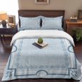 Blue Farmhouse Duvet Cover Set King Size, Linen Texture Geometric Lines ...