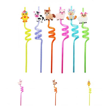 6Pcs/Set Cartoon Style Cute Drink Straw PET Creative Chicken Decor Cup ...