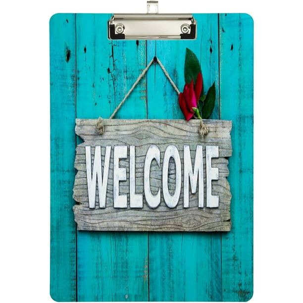 FMSHPON Rustic Weathered Welcome Sign Rose Clipboard Hardboard Wood ...