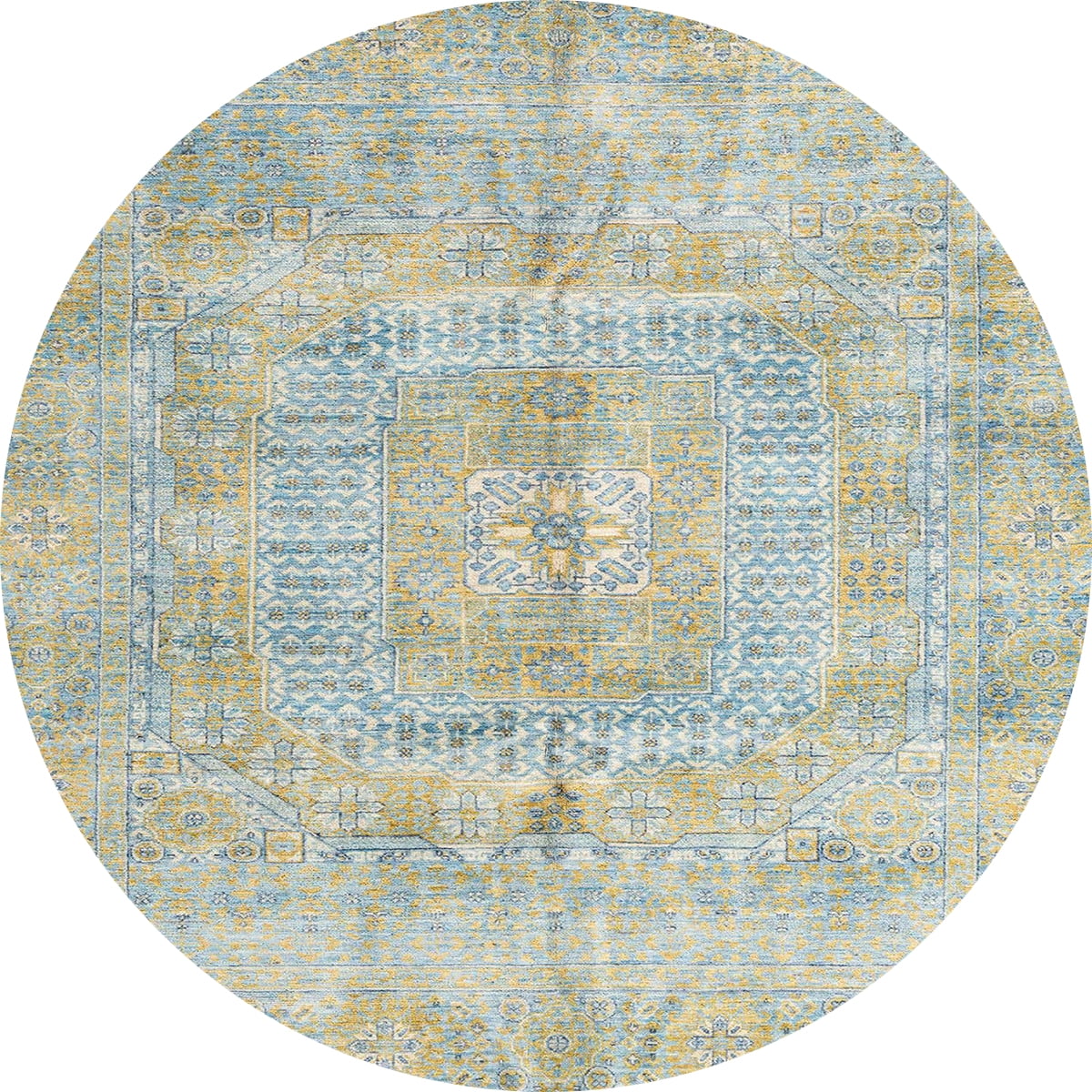 Ahgly Company Indoor Round Abstract Green Abstract Area Rugs, 6' Round ...