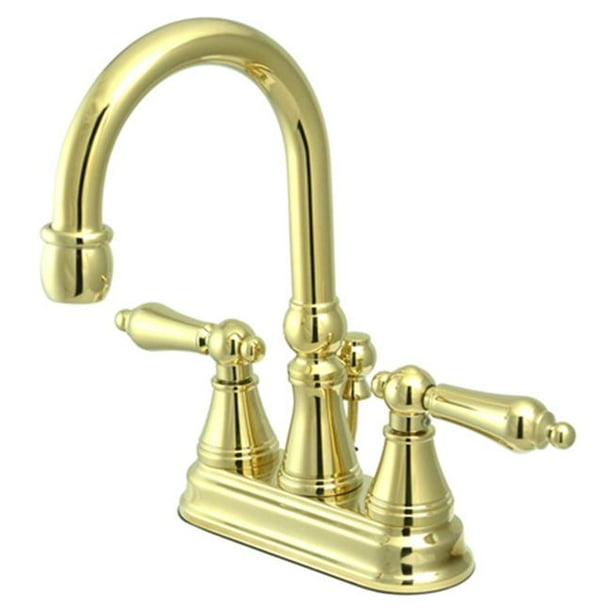 4 Inch Center High Rise Spout Lavatory Faucet - Polished Brass ...