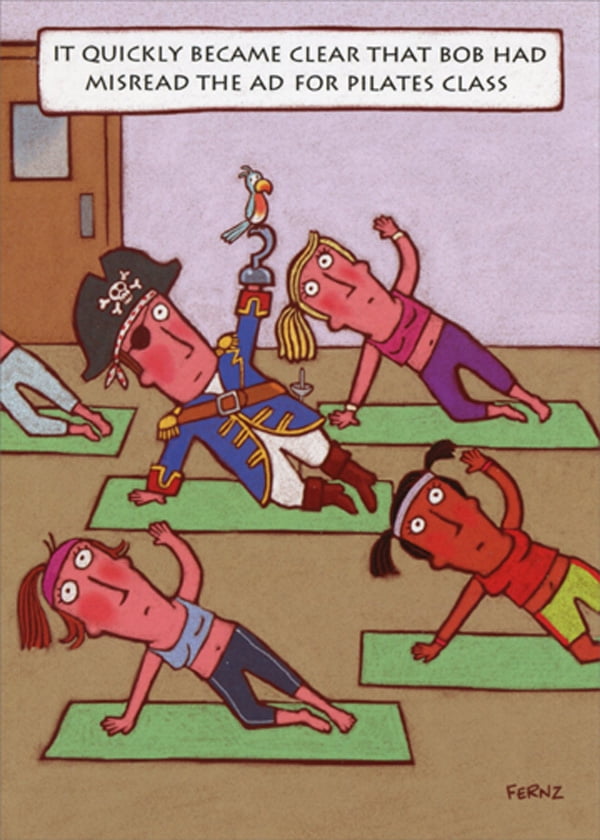 Oatmeal Studios Pirate in Pilates Class Funny / Humorous Birthday Card ...