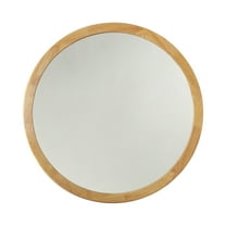 WallBeyond 32 inch Round Bathroom Wall Mirror with Natural Wood Frame ...