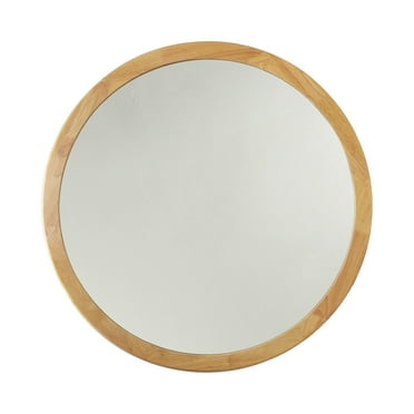 WallBeyond 28 inch Wood Frame Round Mirror, Decorative Circle Wall ...