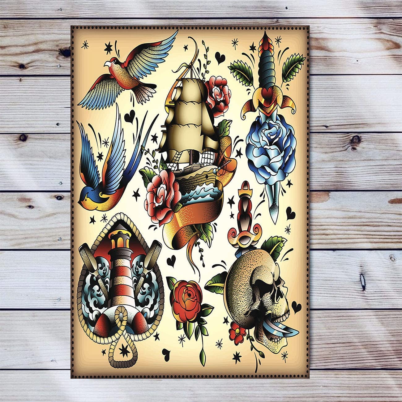 American Traditional Lighthouse Tattoo Flash