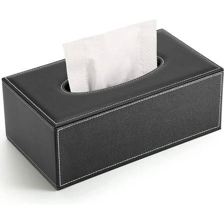 Tissue Box Cover, PU Leather Tissue Box Holder Rectangular Kleenex Box ...