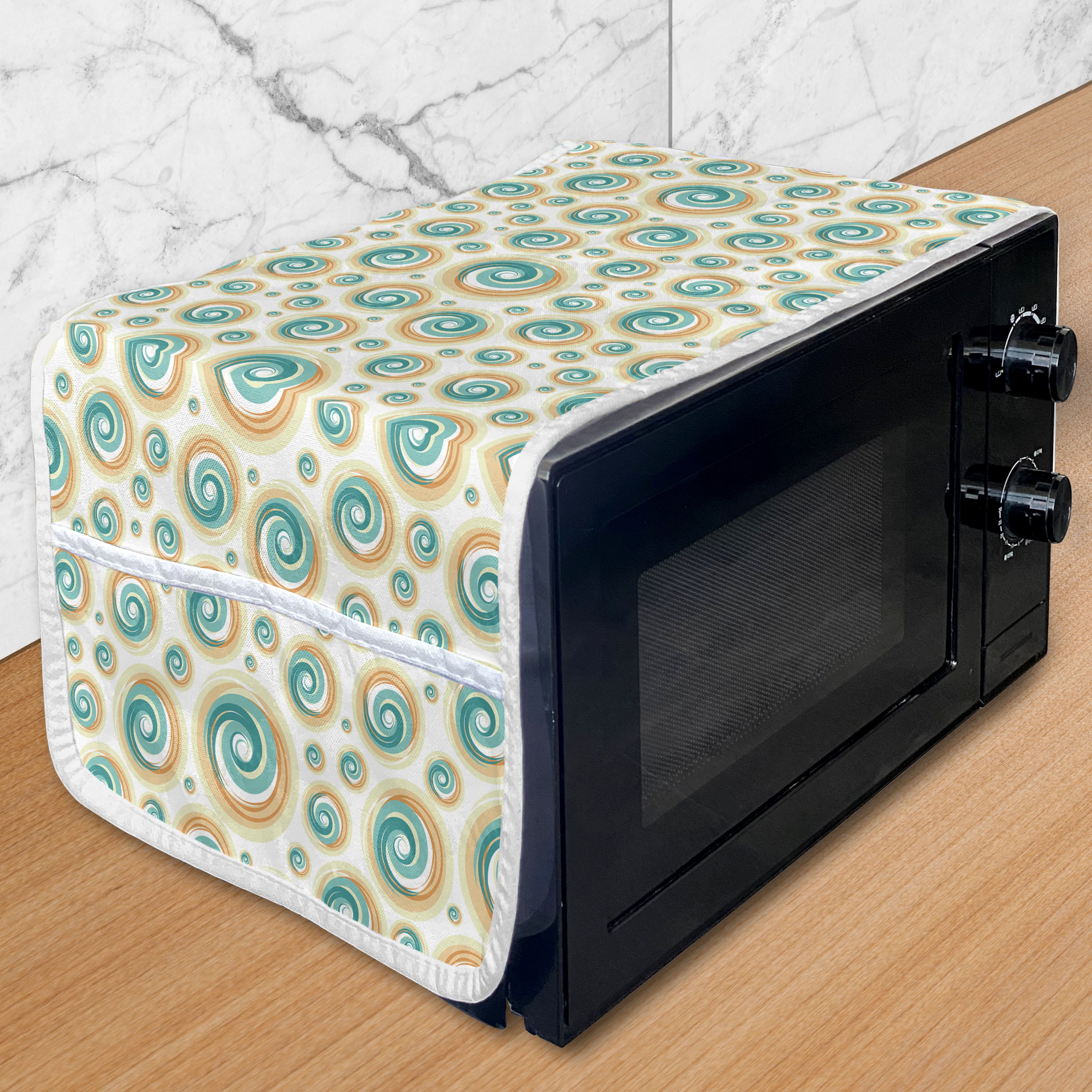 Geometric Circle Microwave Oven Cover, Trippy Paint Brush Rotary Spiral ...