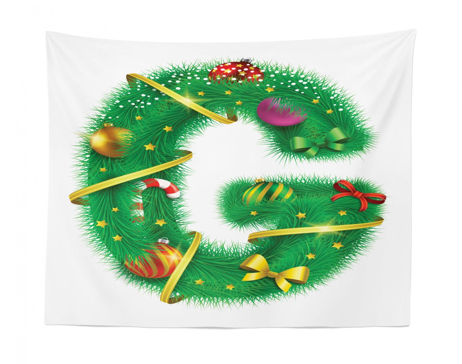 Christmas Alphabet Tapestry, Ribbons Baubles Stars Candy Sticks Motifs ...
