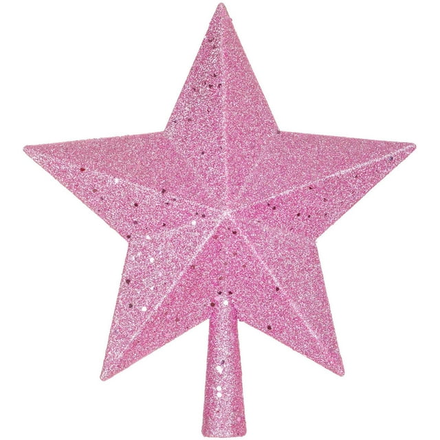 Coolmade Star Decorations Glittered Pink Christmas Tree Topper, 10 ...