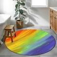Abstract Ombre Colored, Round Area Rug 4ft, Rainbow Watercolor Painting ...