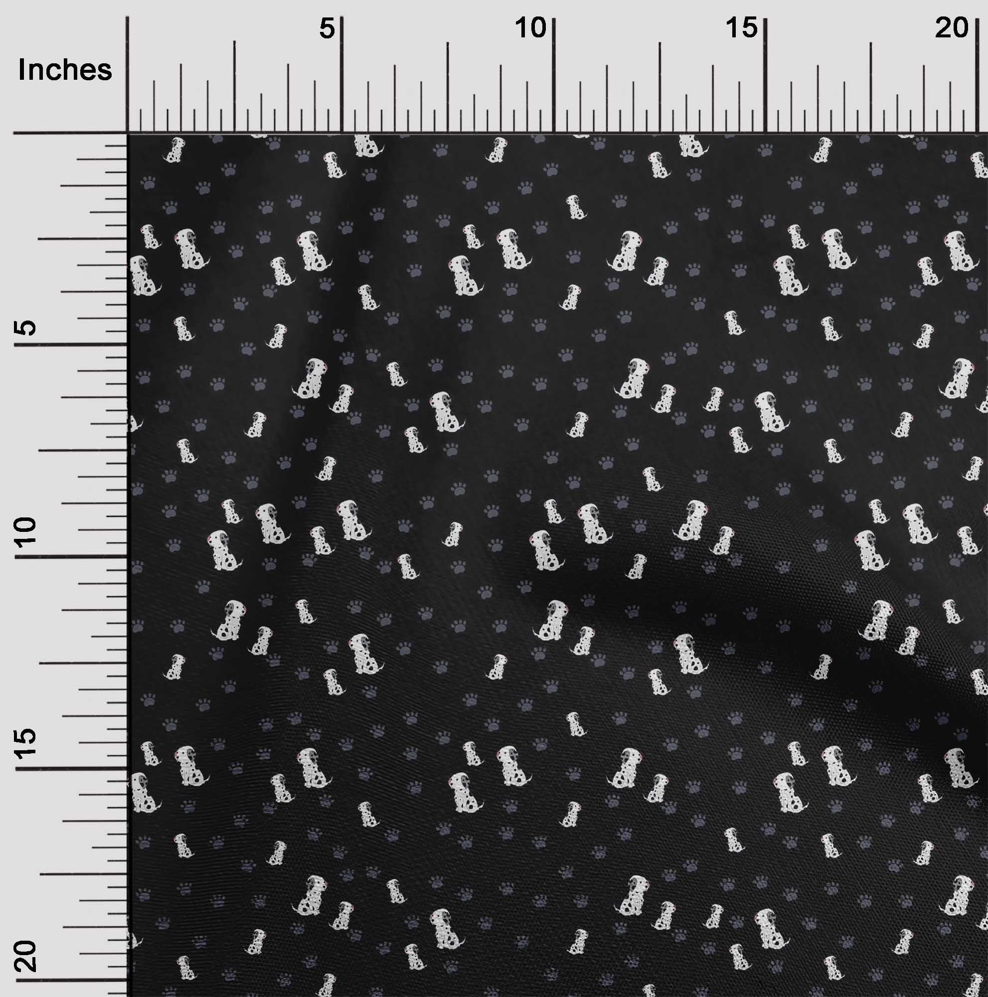 oneOone Viscose Chiffon Fabric Paw & Dalmatian Dog Print Fabric by The ...