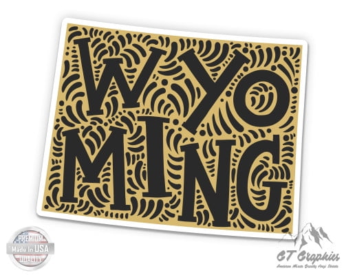 Wyoming Shape Cute Letters Native Local - 5" Vinyl Sticker - For Car ...