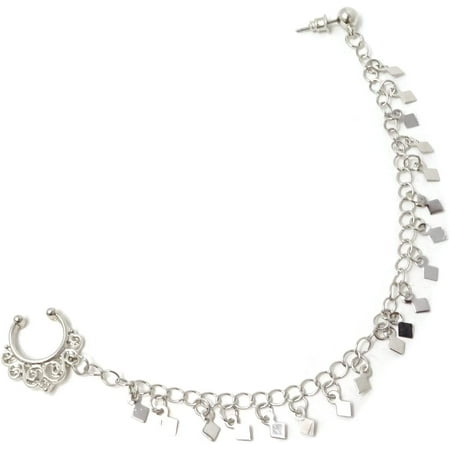 Lepai Body Jewelry Fake Spacer No Piercing Nose Ring with Chain Nose to ...