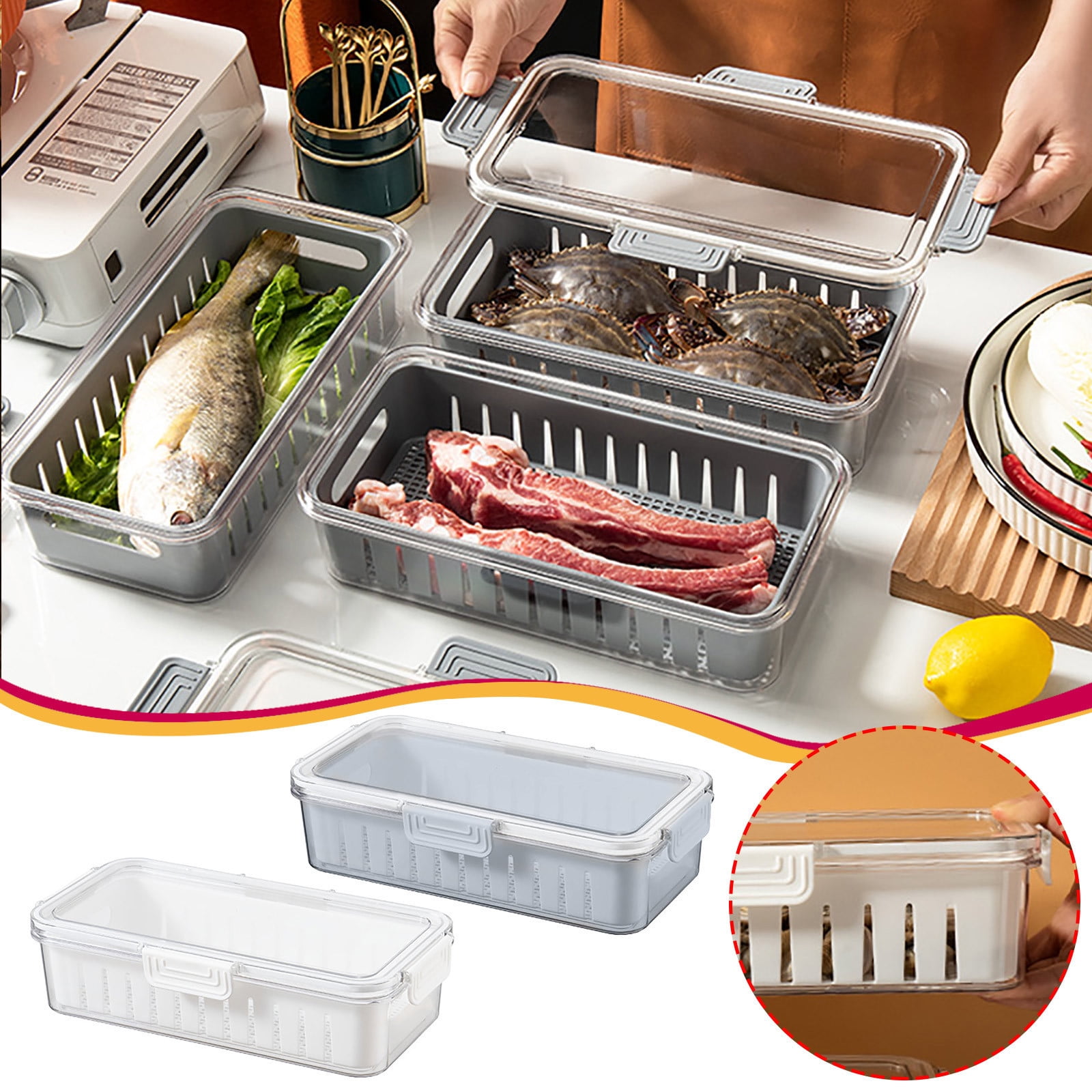 Fiudx Caja de Almacenamiento para Refrigerador, Tapa Sellada para ...