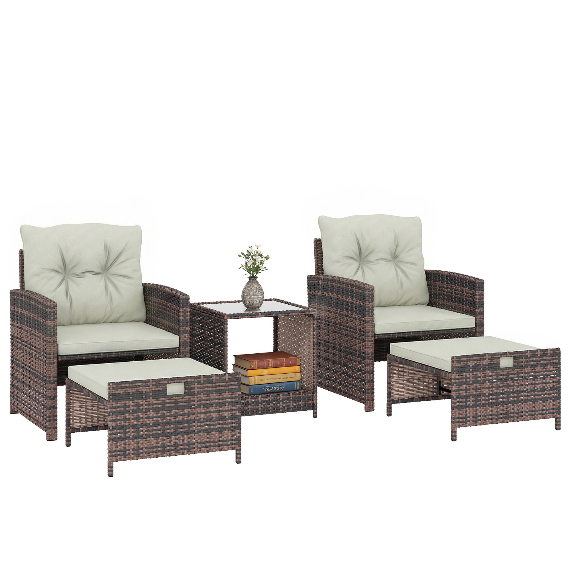 Click here for Outsunny 5 Piece Patio Furniture Set With Ottomans... prices