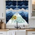 Abstract Art Swag Valances for Windows 36 inches Long, Beige Dark Blue ...