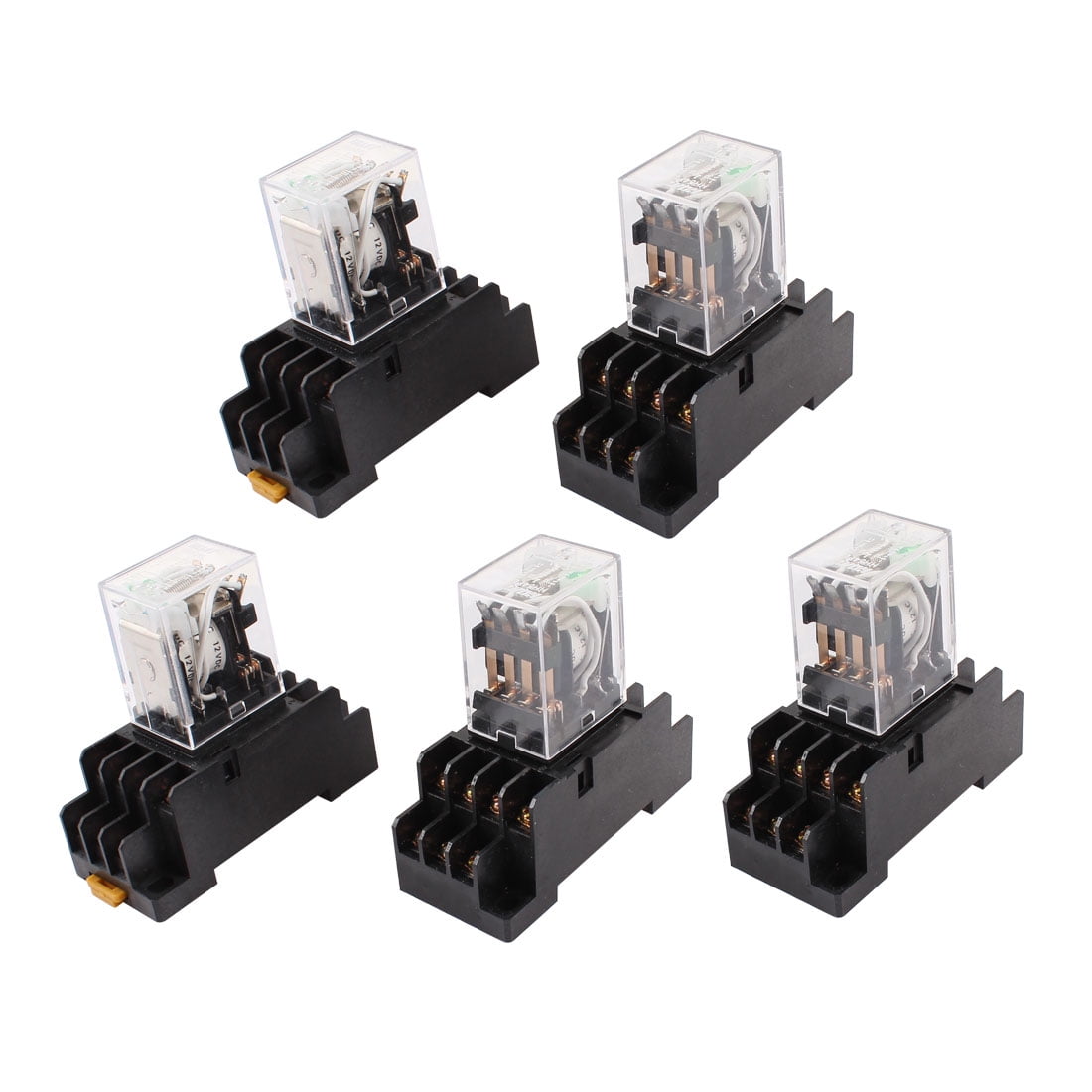 5Pcs DC 12V Coil 4PDT 14 Pin Green LED General Purpose Power Relay w ...