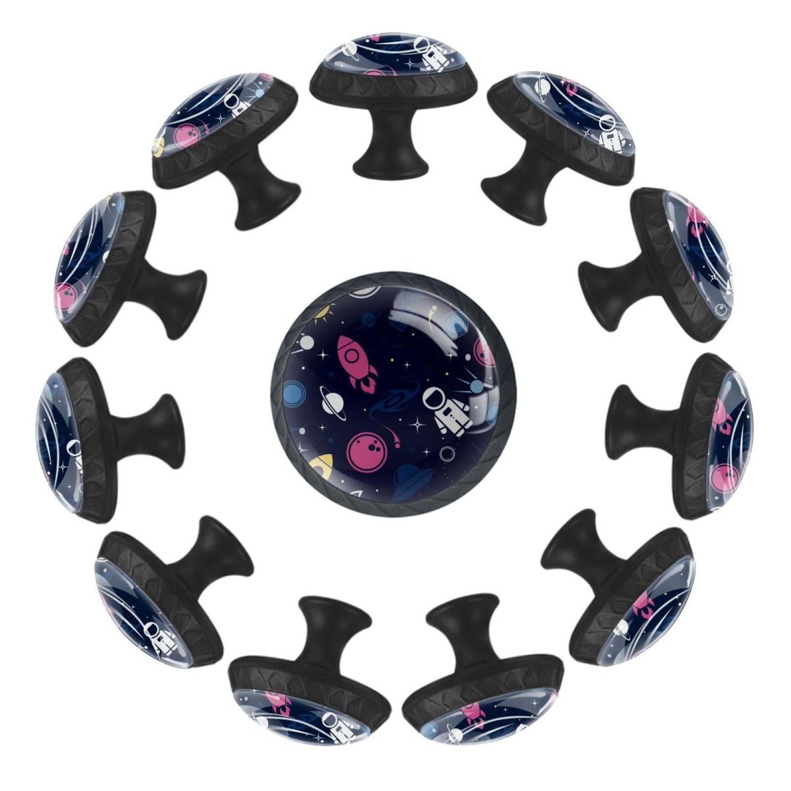 12 Pack Round Crystal Glass Knobs Space Galaxy Rockets Pull Handle for ...