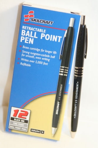 Government Retractable Ballpoint Pens Fine Point Black Ink 12 EA ...