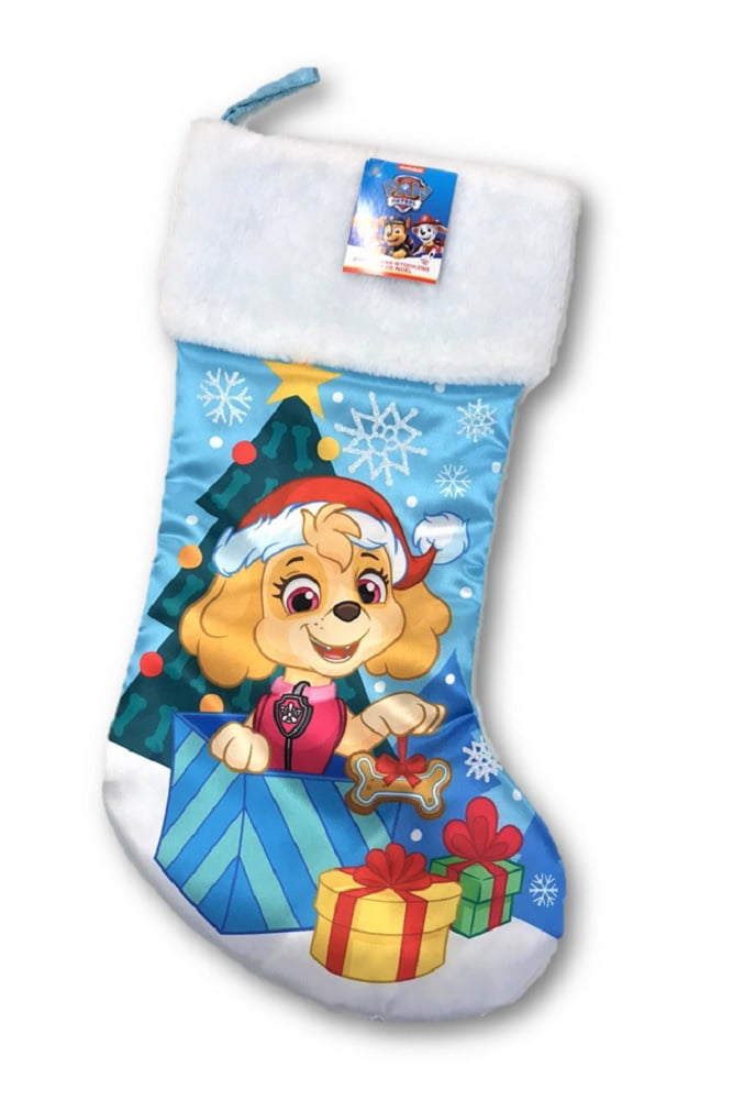 Paw Patrol Skye Satin Christmas Stocking With White Plush Trim ...