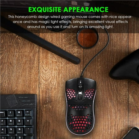 Hollow Style Honeycomb Design Wired Gaming Mouse Desktop Gaming Mouse ...