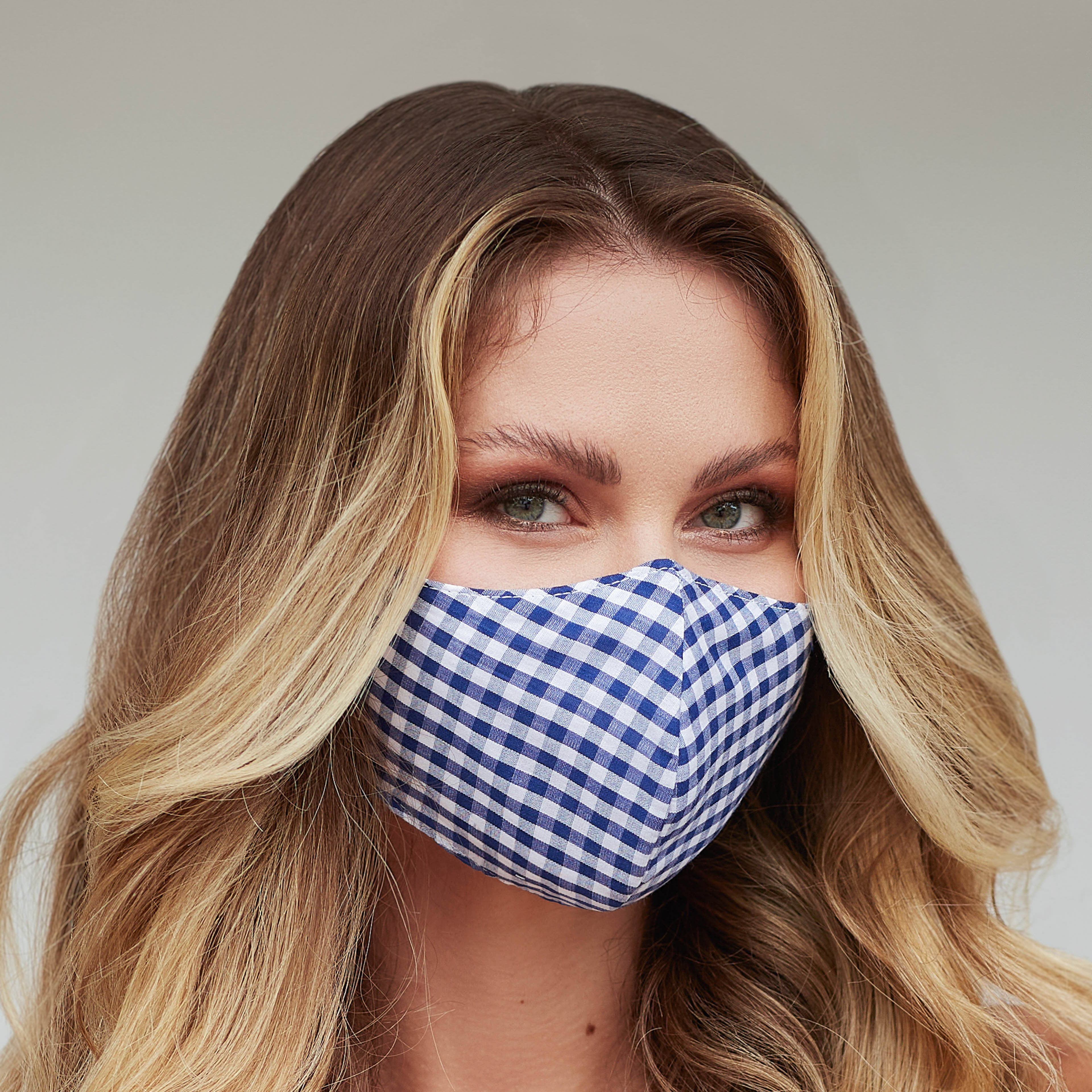 Navy Gingham Face Mask - Walmart.com